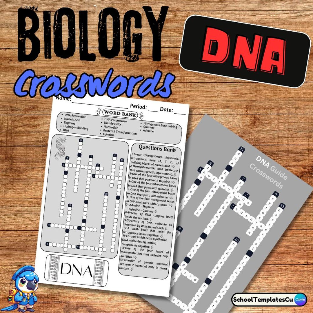 DNA Biology Crossword Puzzle: Vocabulary Worksheet & Answer Key ...