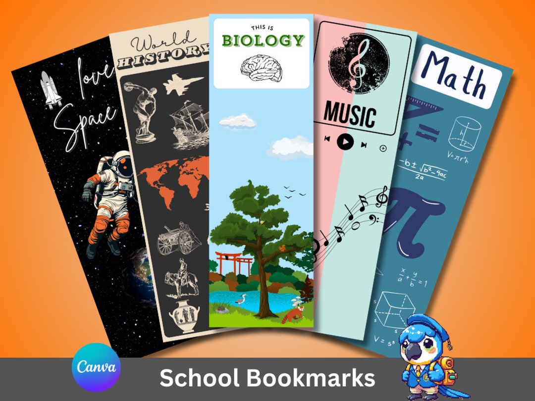 Digital School Bookmarks Printable Aesthetic Customizable Page Markers ...