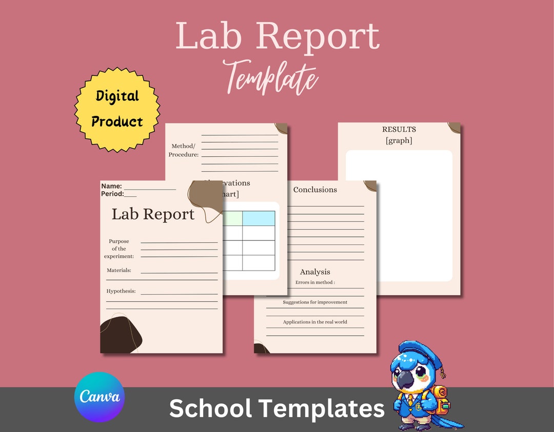 Buy Lab Report Template Editable A4 Canva Design Professional Science ...