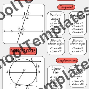 Angles and Circle Digital Reference Sheet - A4 Geometry Printable Cheat ...