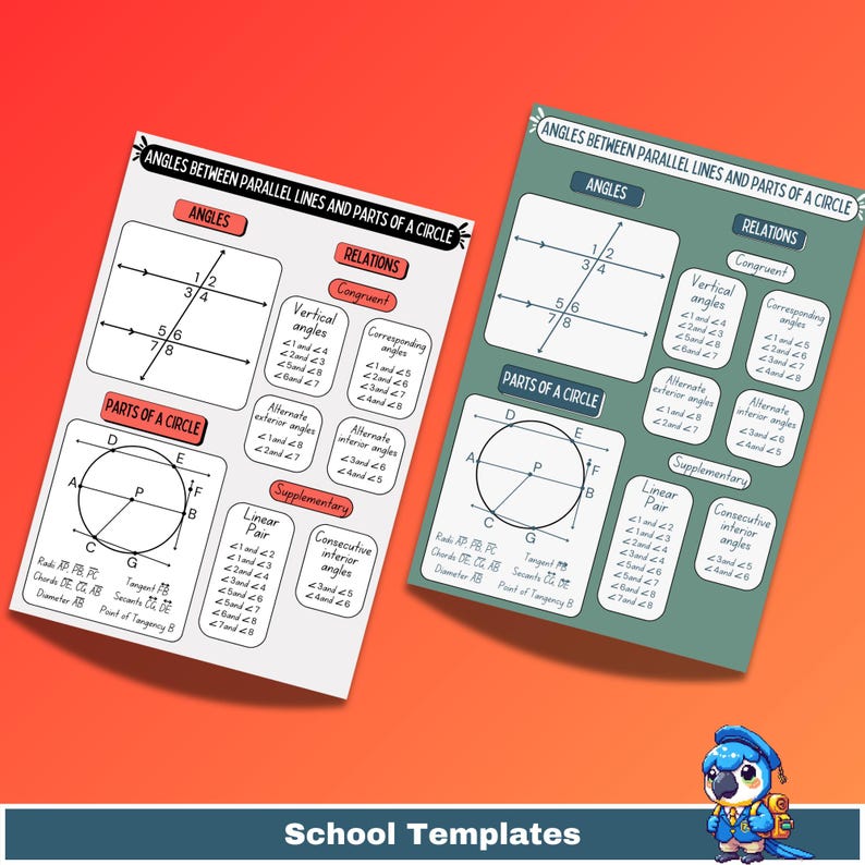 Angles and Circle Digital Reference Sheet - A4 Geometry Printable Cheat ...