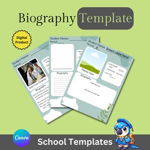 Digital Aesthetic Biography Template A4 Printable Personality ...