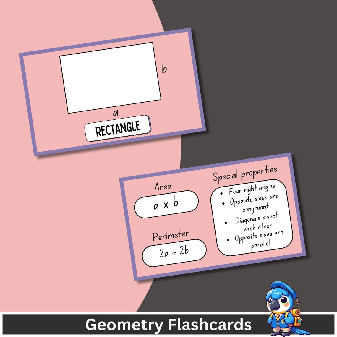 Digital Geometry Flashcards - Printable 3x5 Inches Aesthetic Index ...