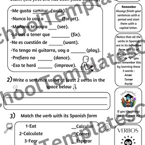 Digital Level 2 Spanish Bundle - Verbs and Adjectives A4 Printable ...