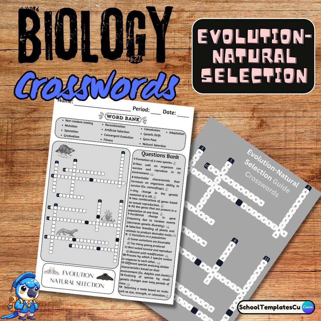 Evolution Natural Selection Crossword: Biology Vocabulary Worksheet ...