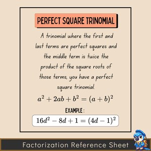 Digital Factorization Reference Sheet - A4 Printable Aesthetic Guide - Mathematics Colorful ...