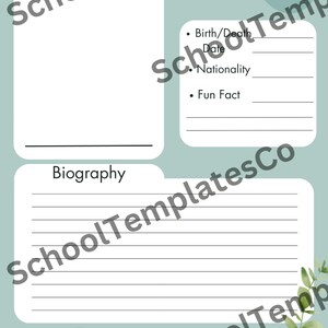 Digital Aesthetic Biography Template - A4 Printable Personality ...