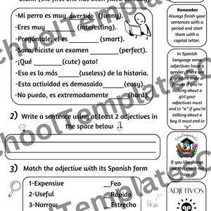 Digital Level 2 Spanish Bundle - Verbs and Adjectives A4 Printable ...