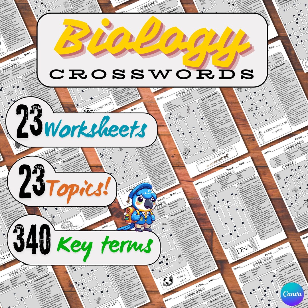 Biology Crosswords: Science Test Prep, Printable A4 Puzzles (PDF ...