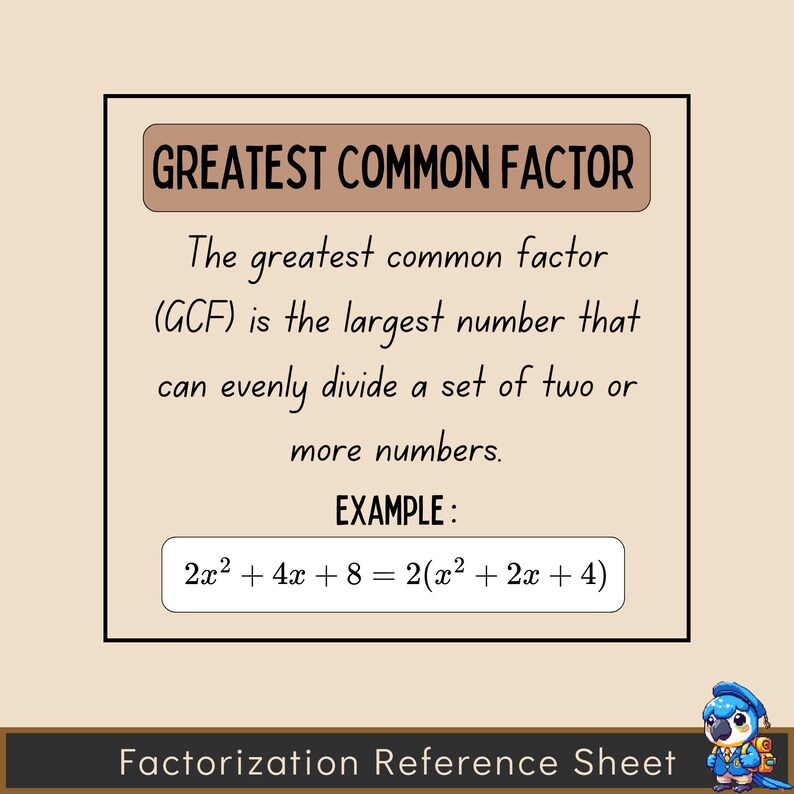 Digital Factorization Reference Sheet - A4 Printable Aesthetic Guide ...