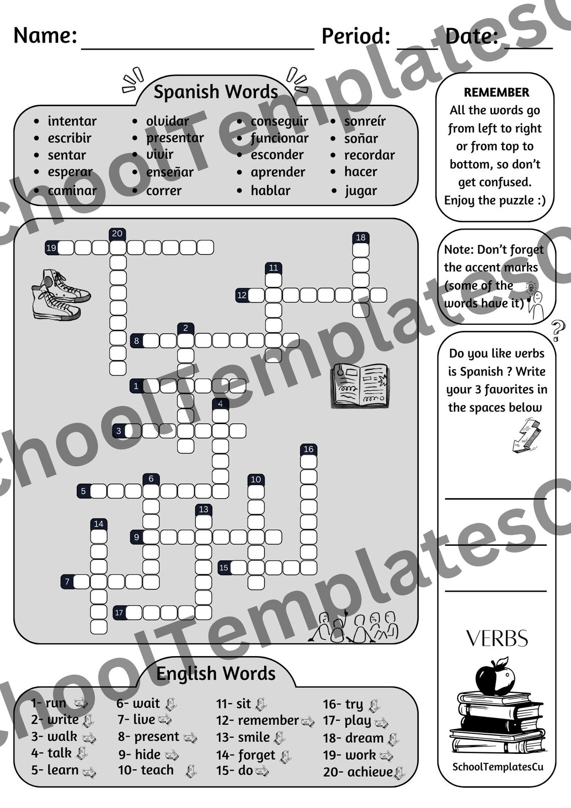 Digital Level 2 Spanish Bundle - Verbs and Adjectives A4 Printable ...