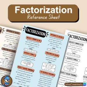 Digital Factorization Reference Sheet - A4 Printable Aesthetic Guide ...
