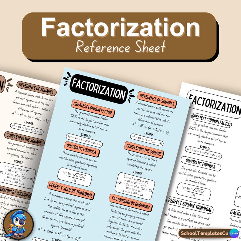 Digital Factorization Reference Sheet - A4 Printable Aesthetic Guide ...