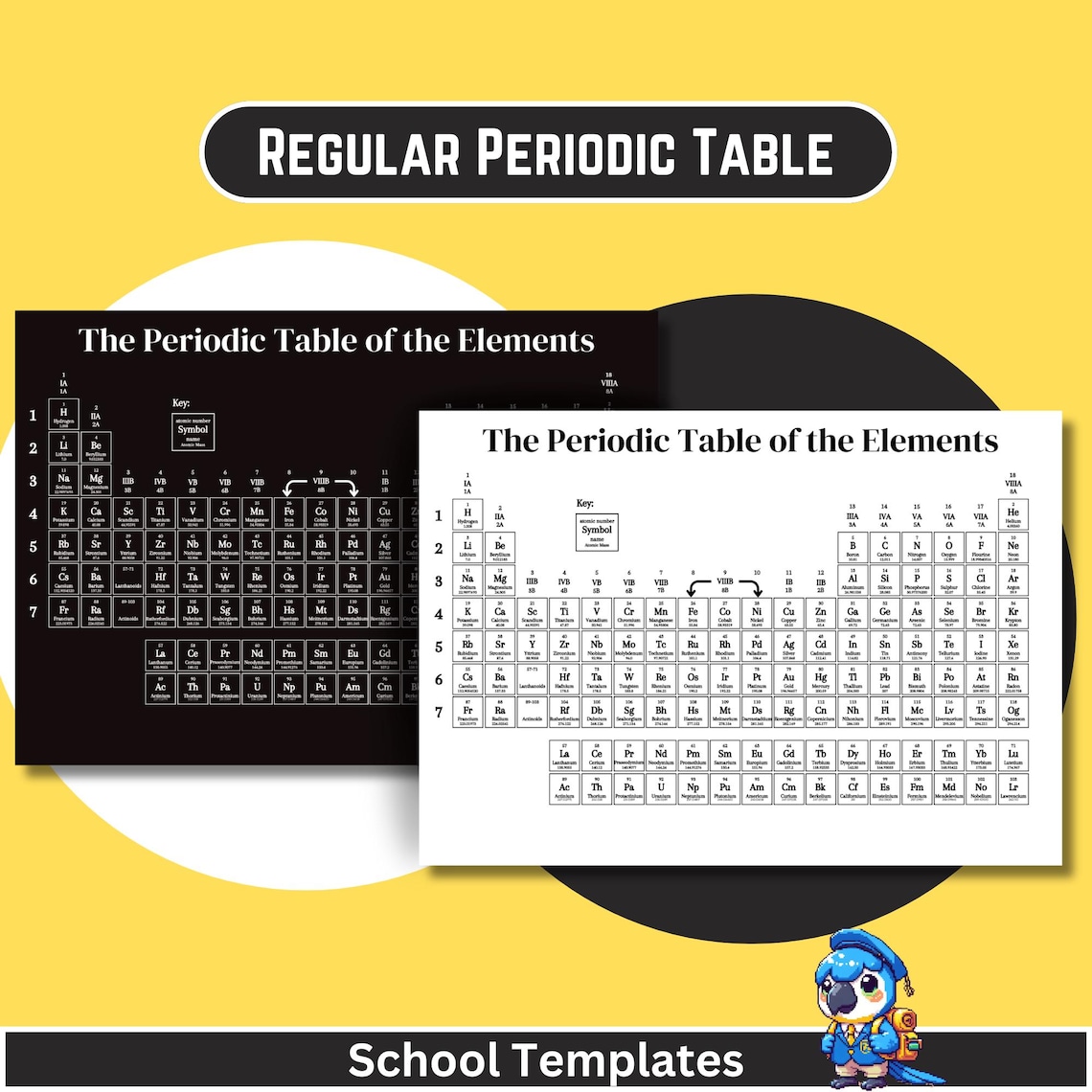 Digital Educational Periodic Table Printable Helpful Chemistry Chart A4 ...