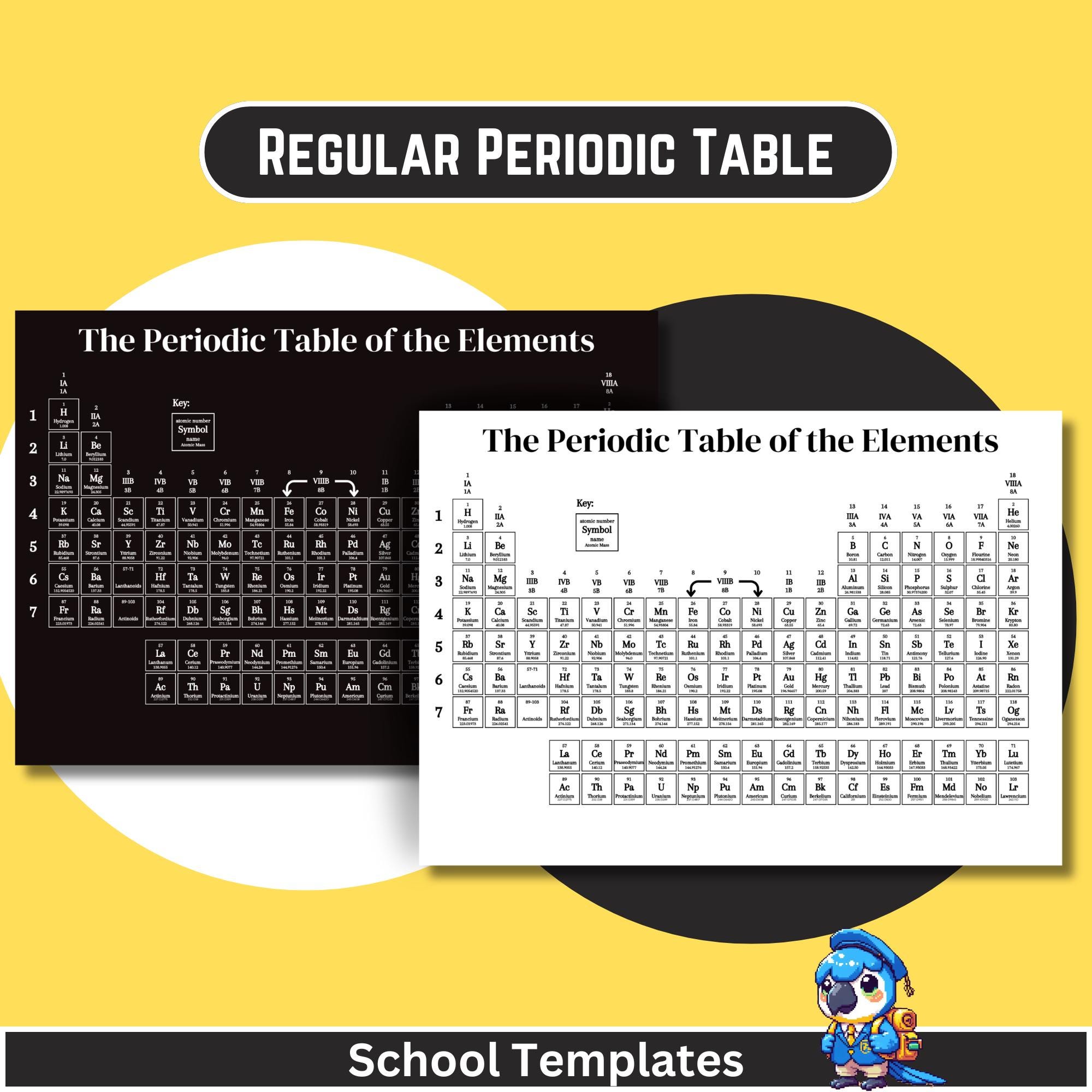 Digital Educational Periodic Table Printable Helpful Chemistry Chart A4 ...