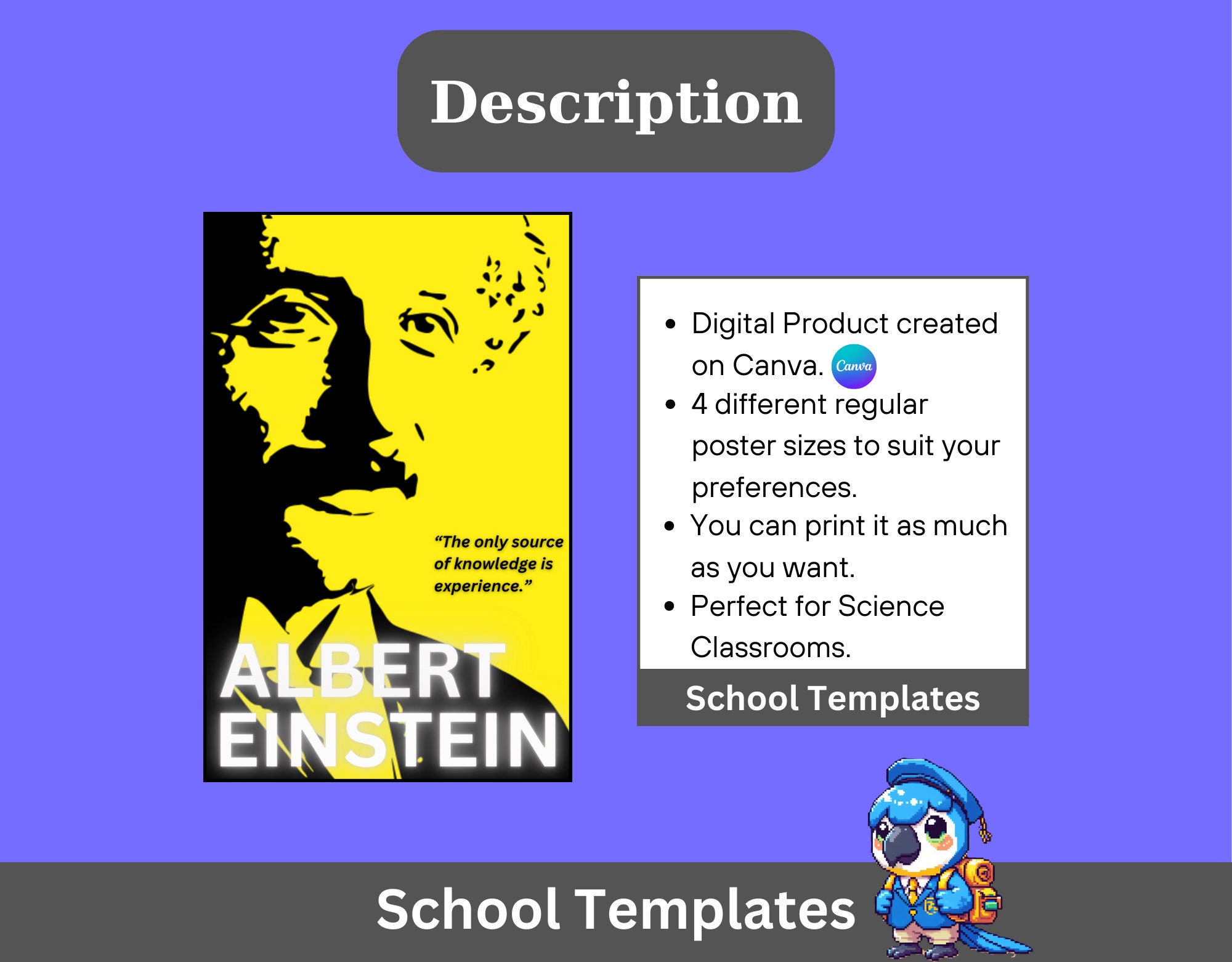 Digital Educational Albert Einstein Poster Multiple Size Scientist Wall ...