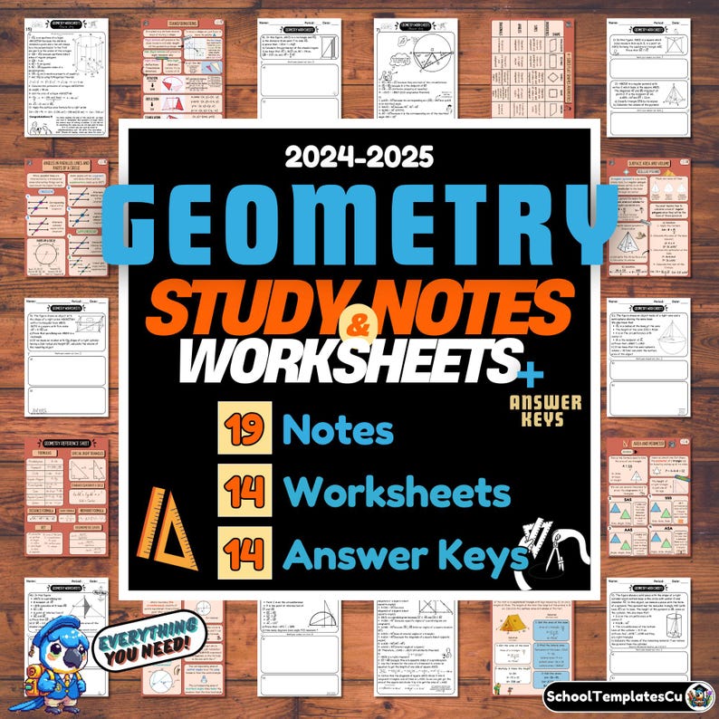 Digital Geometry Bundle - A4 Printable Educational Geometry Notes ...