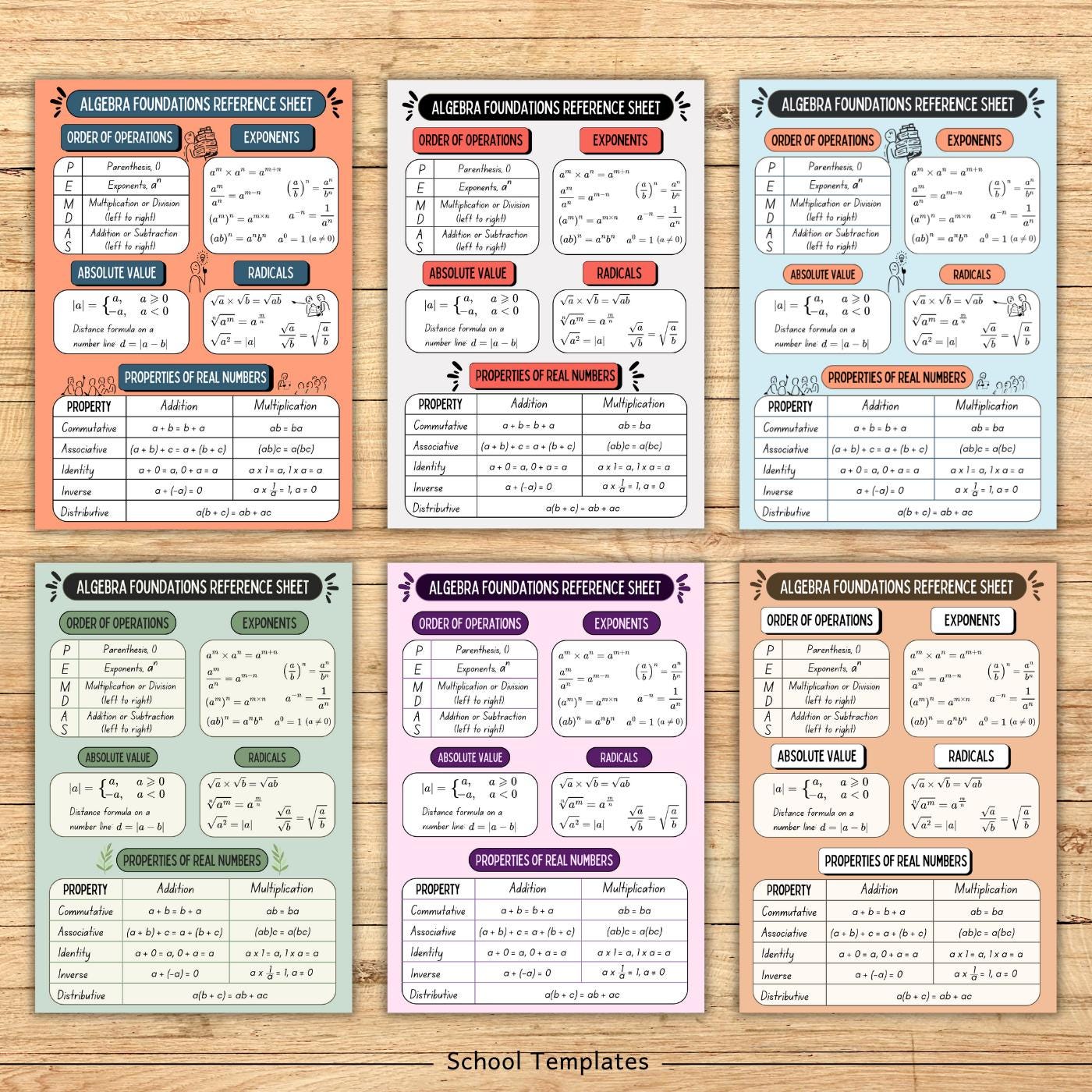 Algebra Foundations Reference Sheet | Printable Math Cheat Sheet | A4 ...