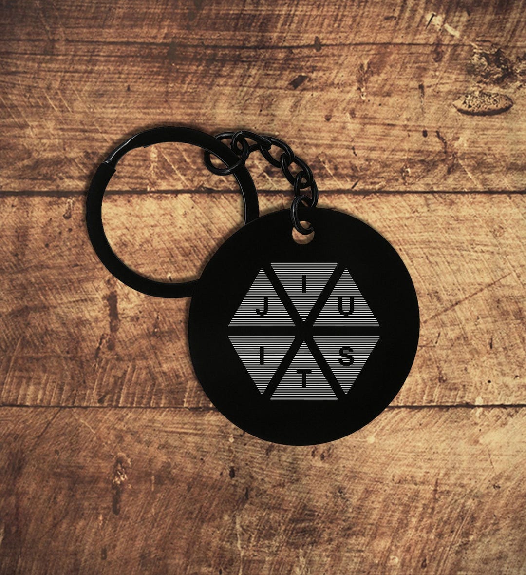 Jiu Jitsu BJJ MMA Martial Art Retro Logo Keychain Keyring Tag Keyholder ...