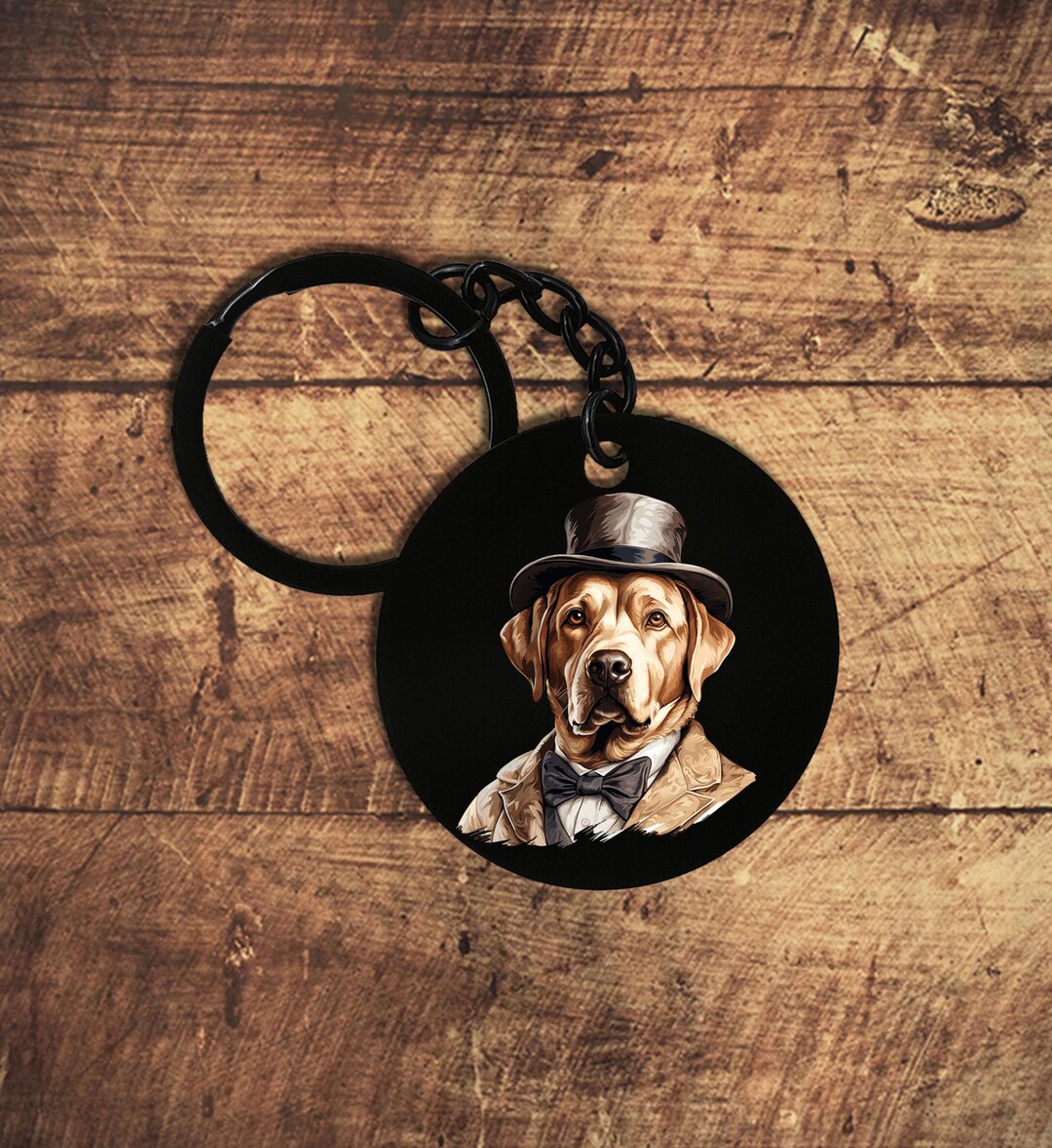 Personalized Labrador Retriever Keychain, Gentleman Pet Portrait, Steel ...