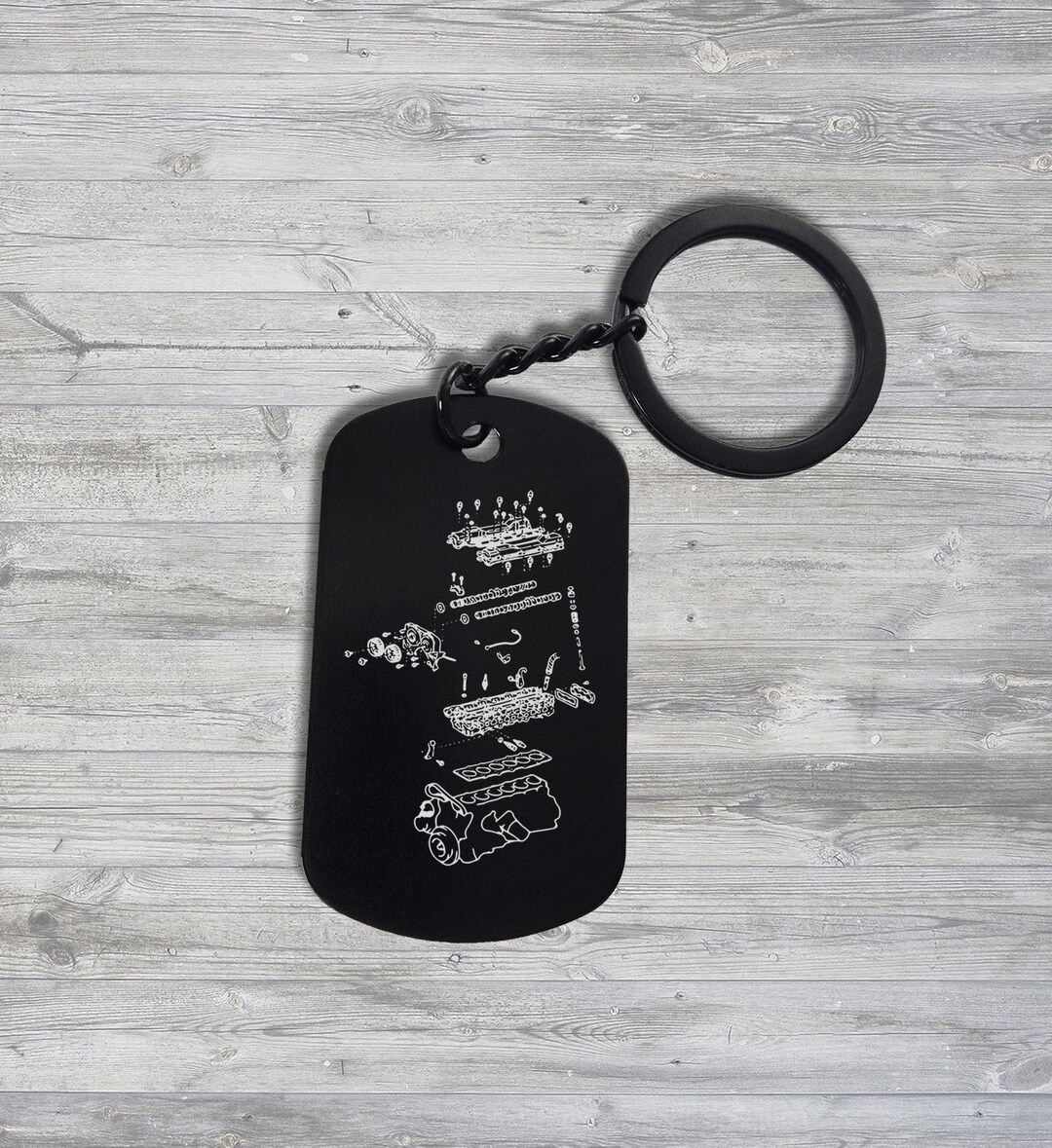 Engine Blueprint Car Block JDM Keychain Keyring Tag Keyholder ...