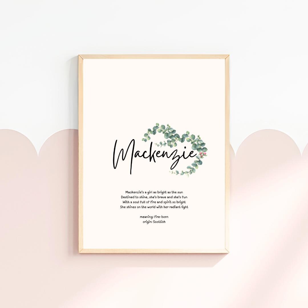 Mackenzie, Baby Name Meaning Wall Art, Personalized Nursery Decor, Name ...