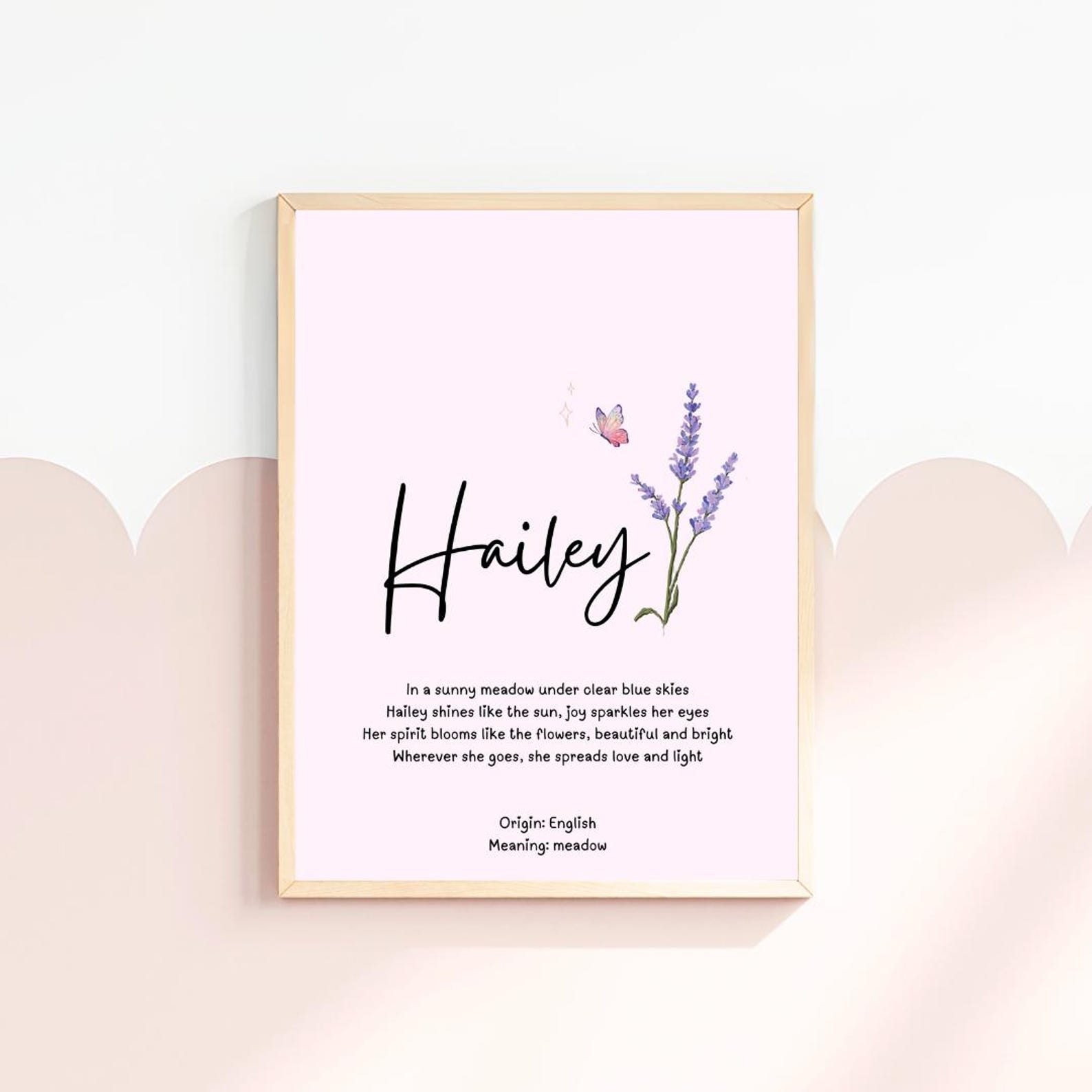 Hailey, Baby Name Meaning Wall Art, Personalized Nursery Decor, Name ...