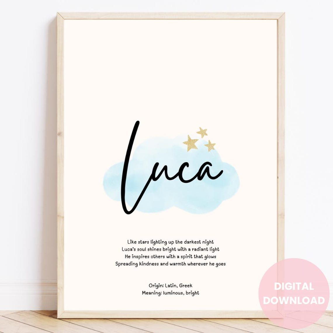 Luca Name Meaning Art Print | Personalized Name Meaning Poem | Nursery ...