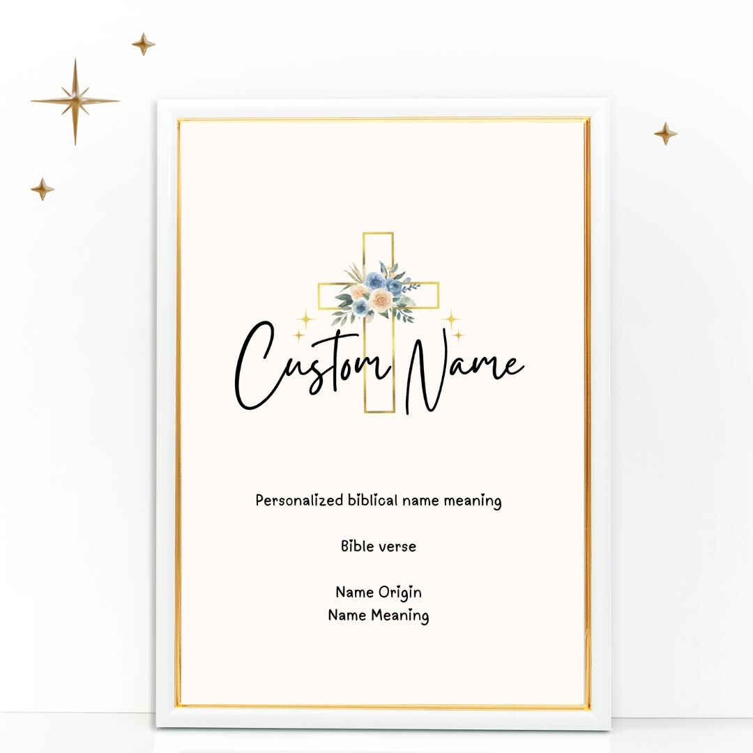 Custom Biblical Name Meaning, Bible Verse Nursery Art, Baptism Gift ...