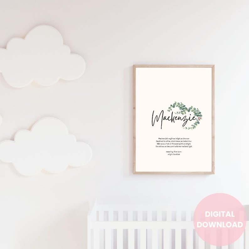 Mackenzie, Baby Name Meaning Wall Art, Personalized Nursery Decor, Name ...