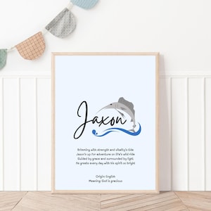 Jaxon Name Meaning Printable Art | Personalized Nursery Decor | Name ...