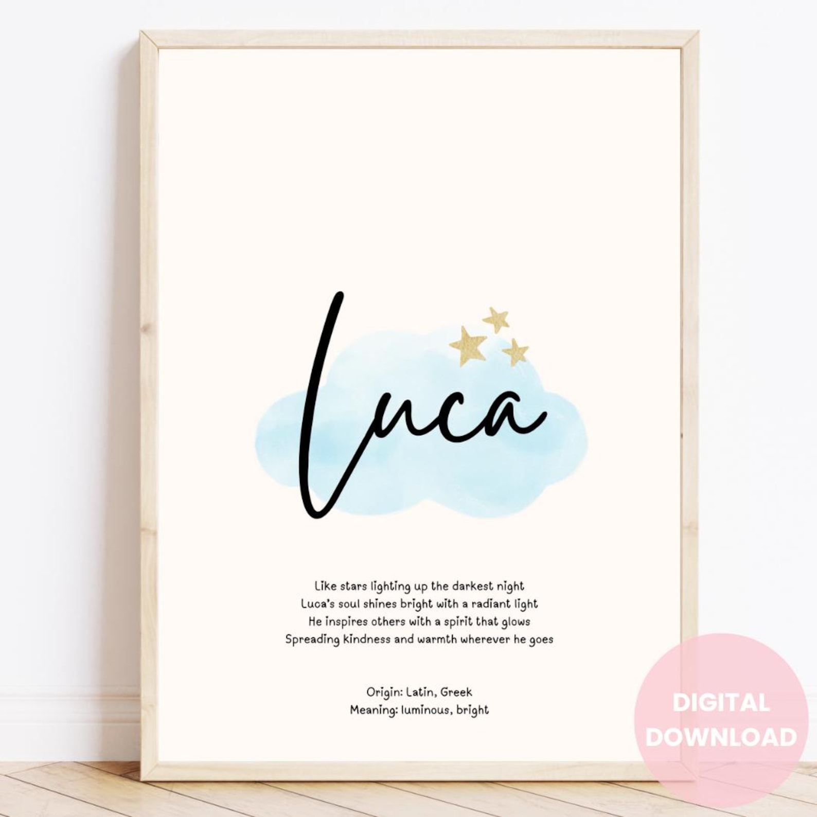 Luca Name Meaning Art Print | Personalized Name Meaning Poem | Nursery ...