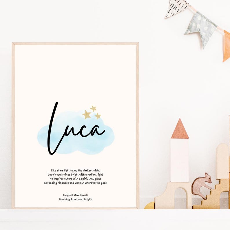 Luca Name Meaning Art Print | Personalized Name Meaning Poem | Nursery ...