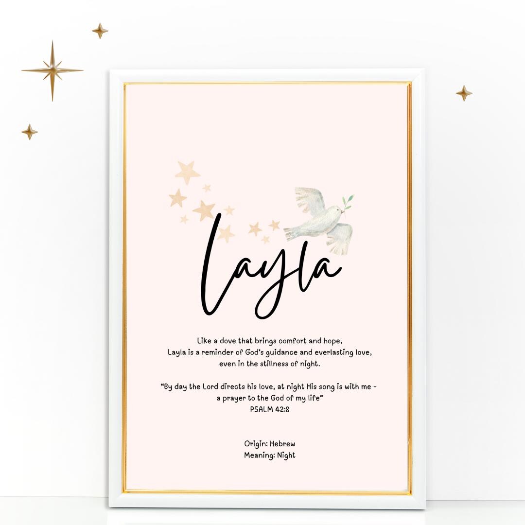 Custom Biblical Name Meaning, Bible Verse Nursery Art, Baptism Gift ...