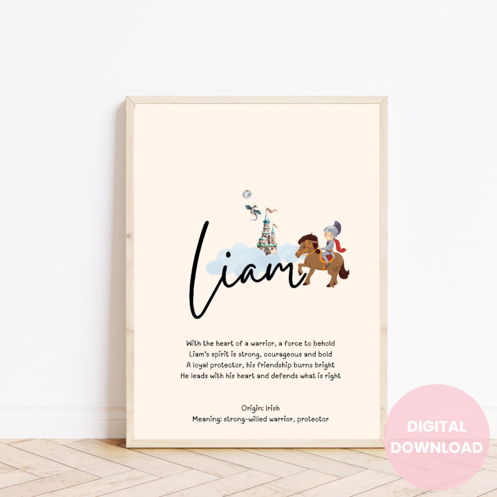Liam, Baby Name Meaning Wall Art, Personalized Nursery Decor, Name ...