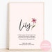 Lily, Baby Name Meaning Wall Art, Personalized Nursery Decor, Name ...