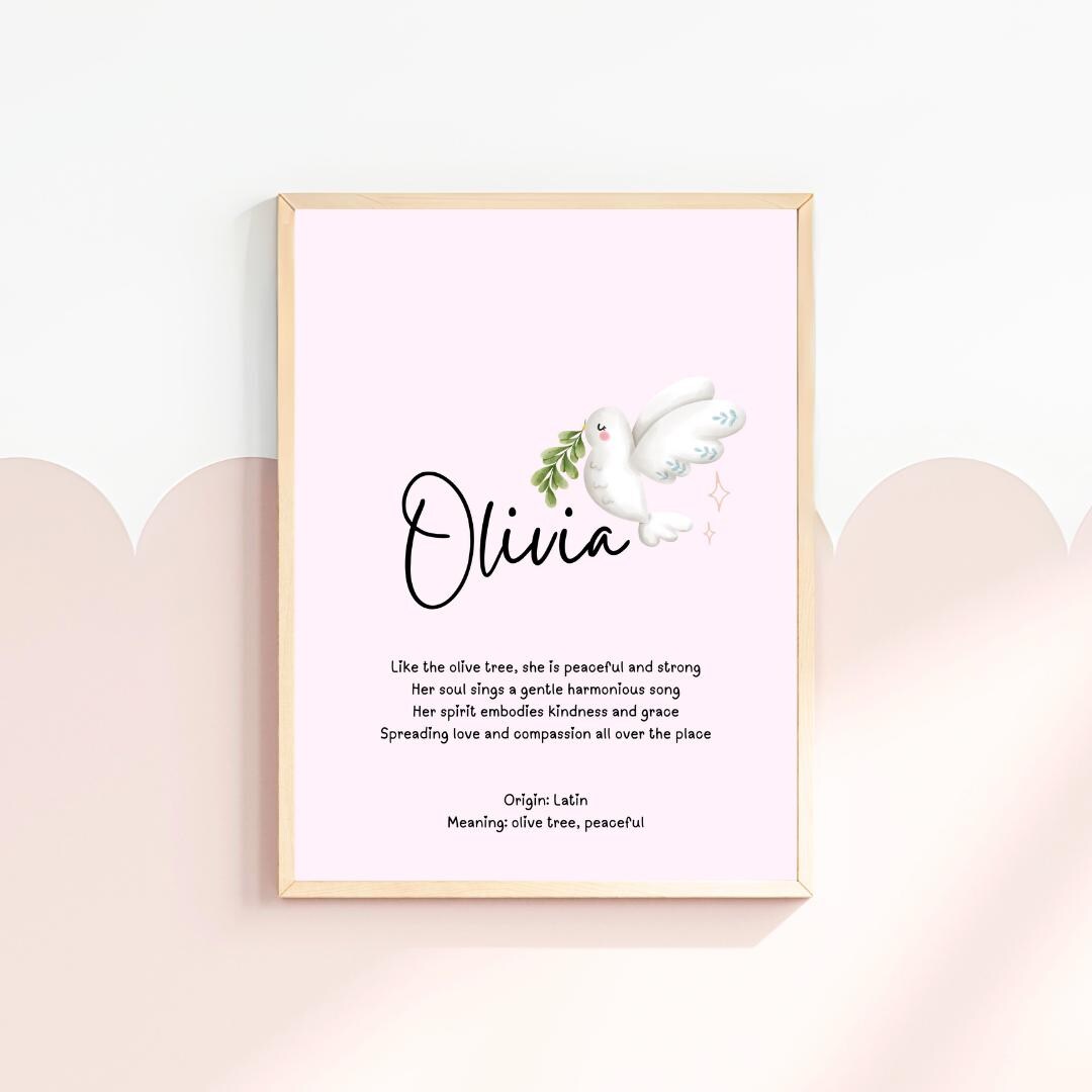 Custom Name Artwork Nursery Wall Decor Baby Girl Gift Digital Print ...