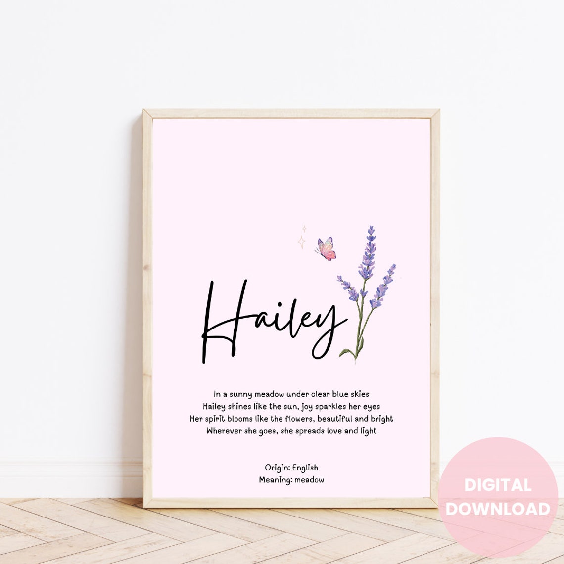Hailey, Baby Name Meaning Wall Art, Personalized Nursery Decor, Name ...