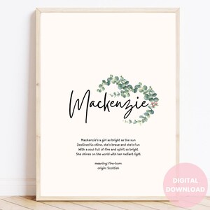 Mackenzie, Baby Name Meaning Wall Art, Personalized Nursery Decor, Name ...