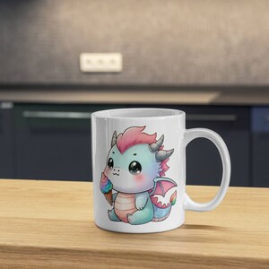 Adorable Baby Dragon With Ice Cream Digital Art - Perfect for Custom ...