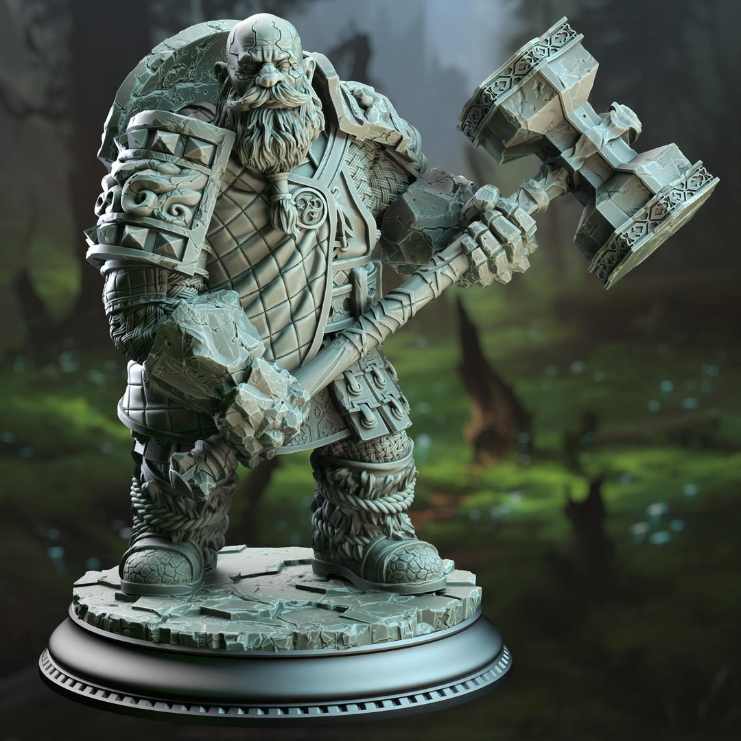 Earth Genasi Dwarf Cleric - Dwarf Miniature | 32mm & 75mm Resin for Dnd ...