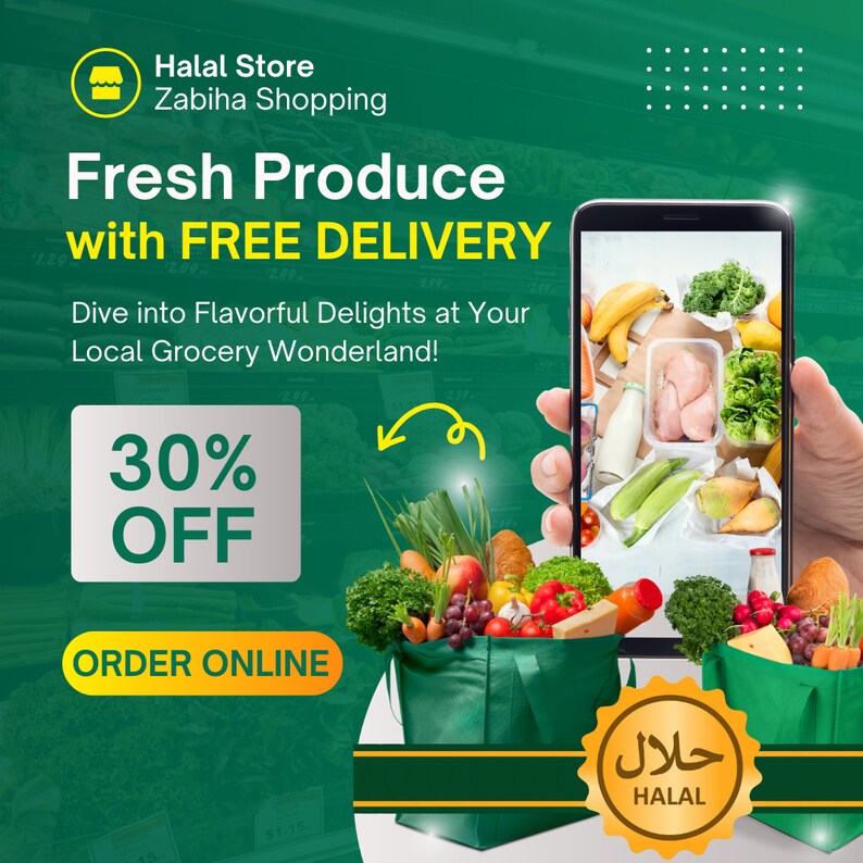 Halal Markethalal Store Halal Restaurant Custom Social Media Post ...