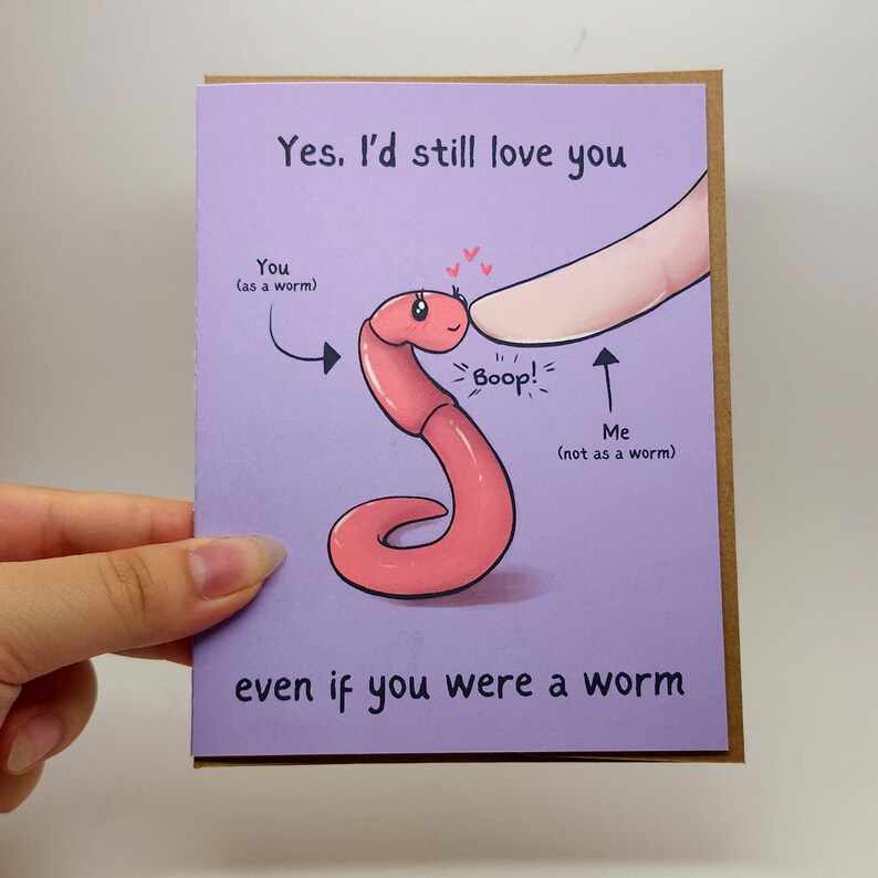 Funny Worm Love Card | Cute Worm Card | Sweet Greeting Card | Boyfriend ...