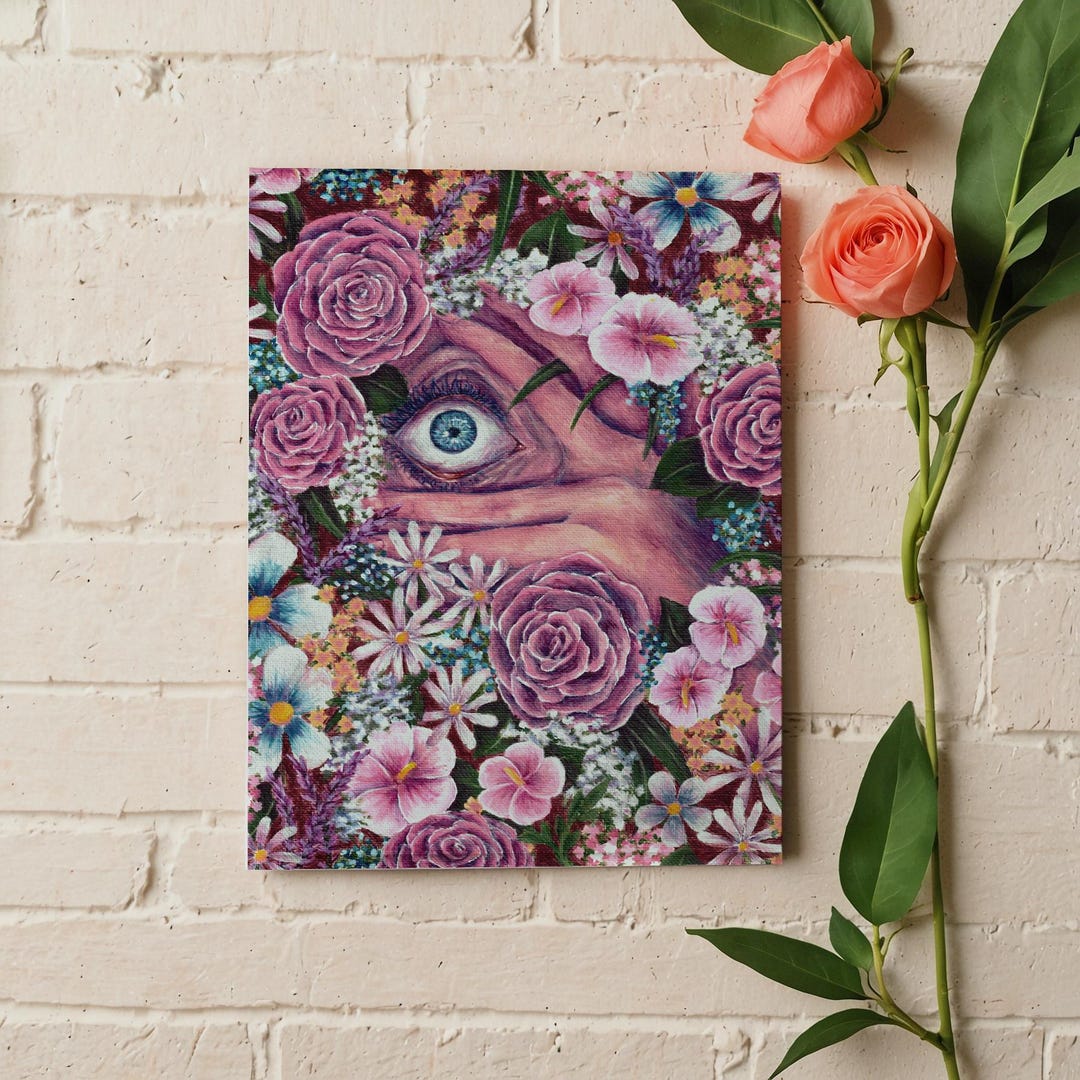 Mystical Floral Eye Art Print 5x7 Surreal Hand-pulled Eye With Flowers ...