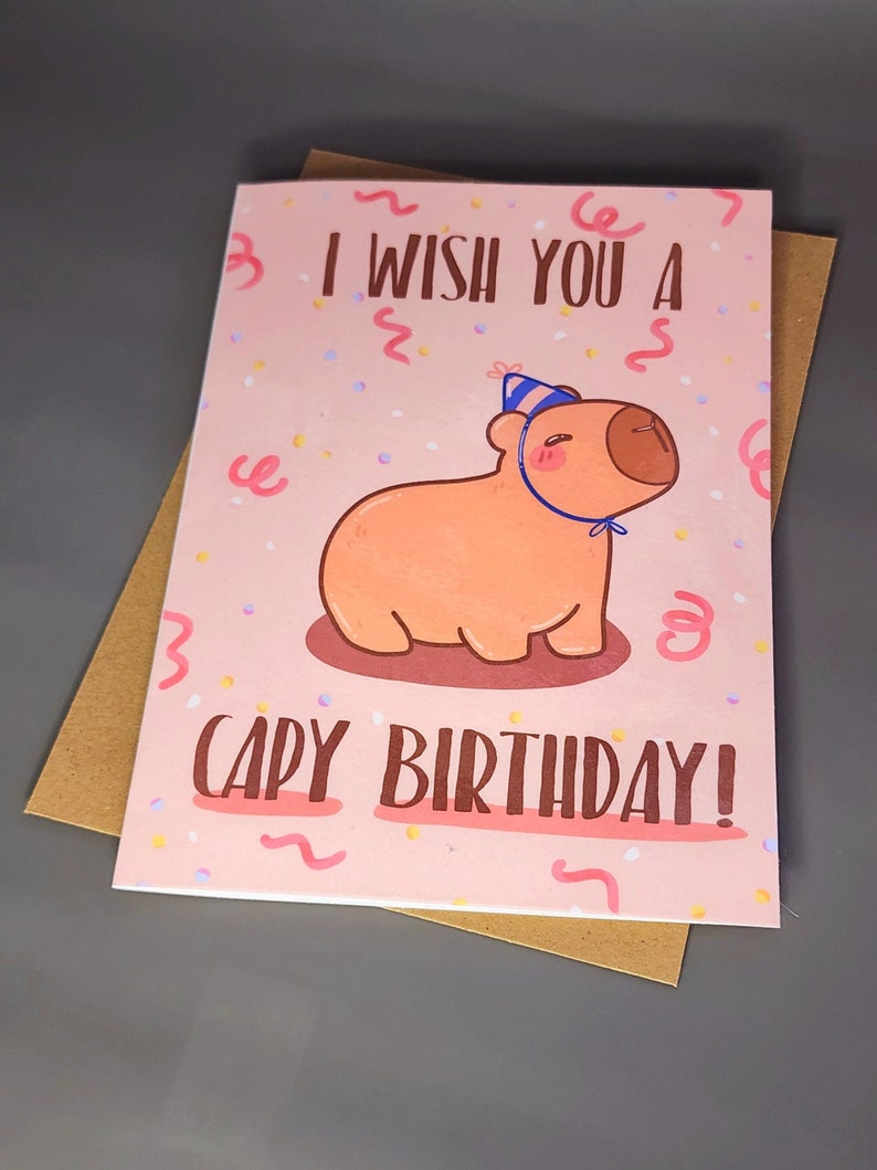 Capybara Birthday Card Digital Download capy Birthday 5x7 Instant ...