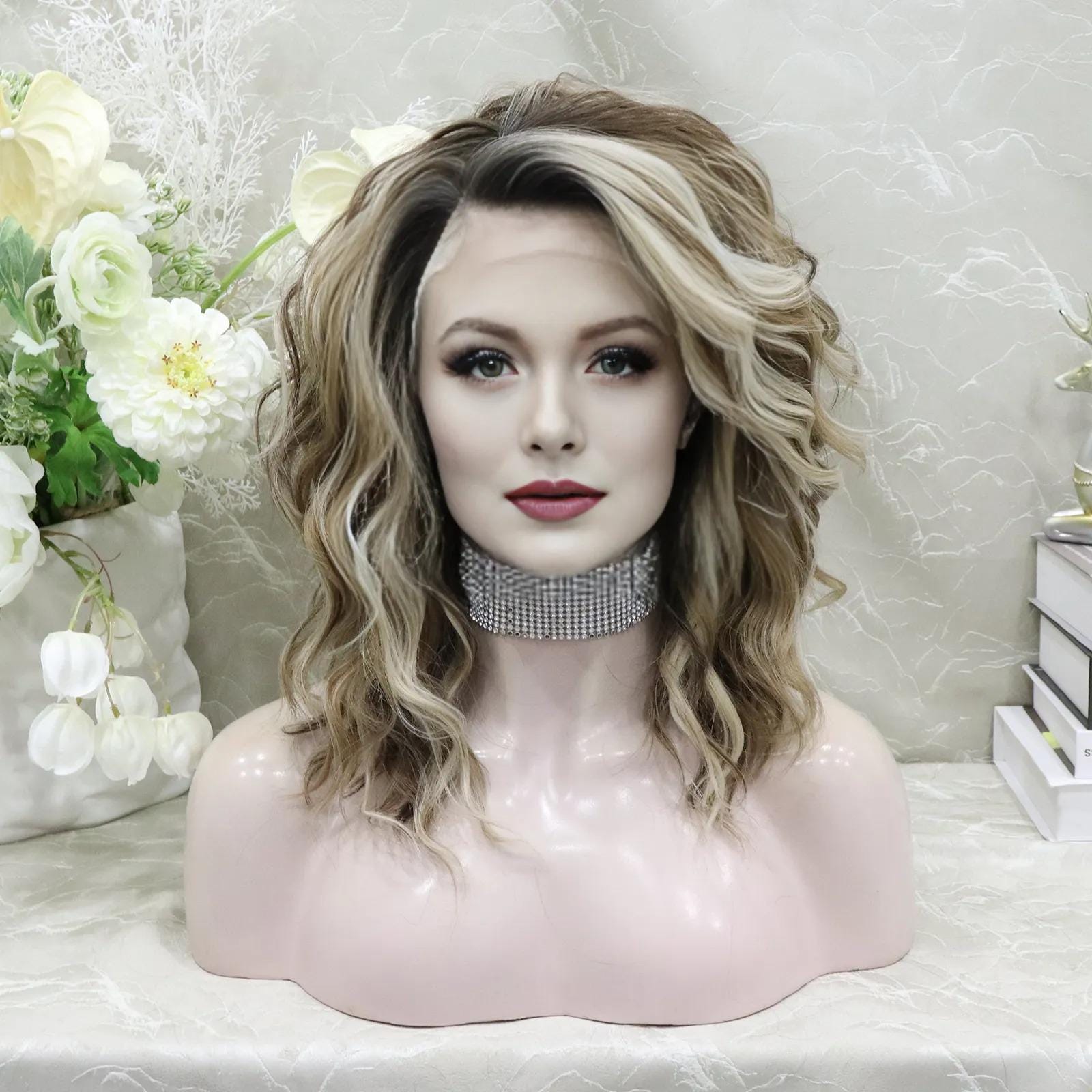 13*2 Lace Front Curly Wig Old Money Vibe Brown and Blonde Wig Synthetic ...
