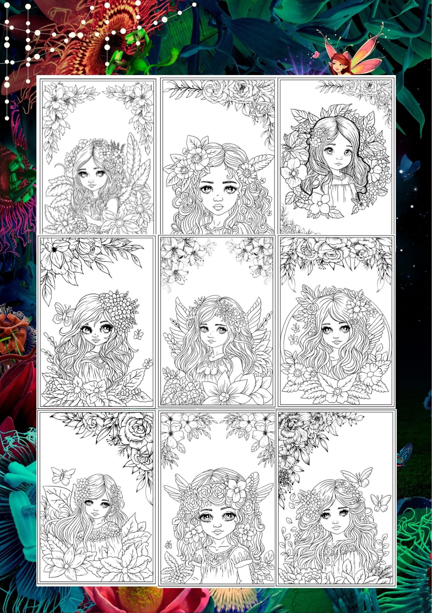16 Pages Flower Fairy Coloring Pages | Fantasy Fairy Coloring Book ...