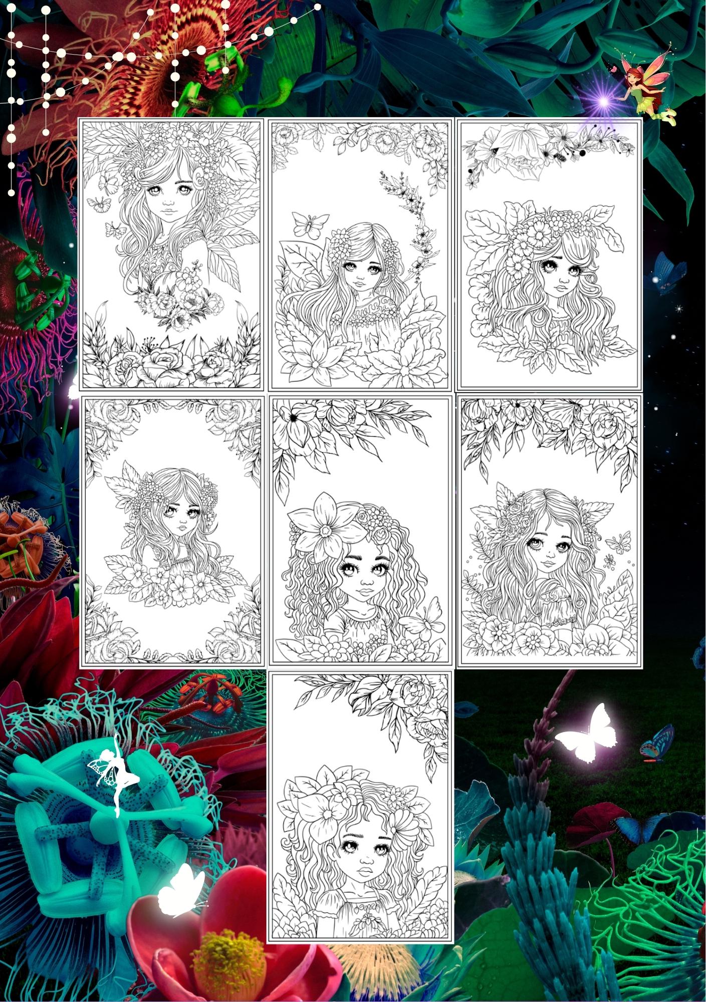 16 Pages Flower Fairy Coloring Pages | Fantasy Fairy Coloring Book ...