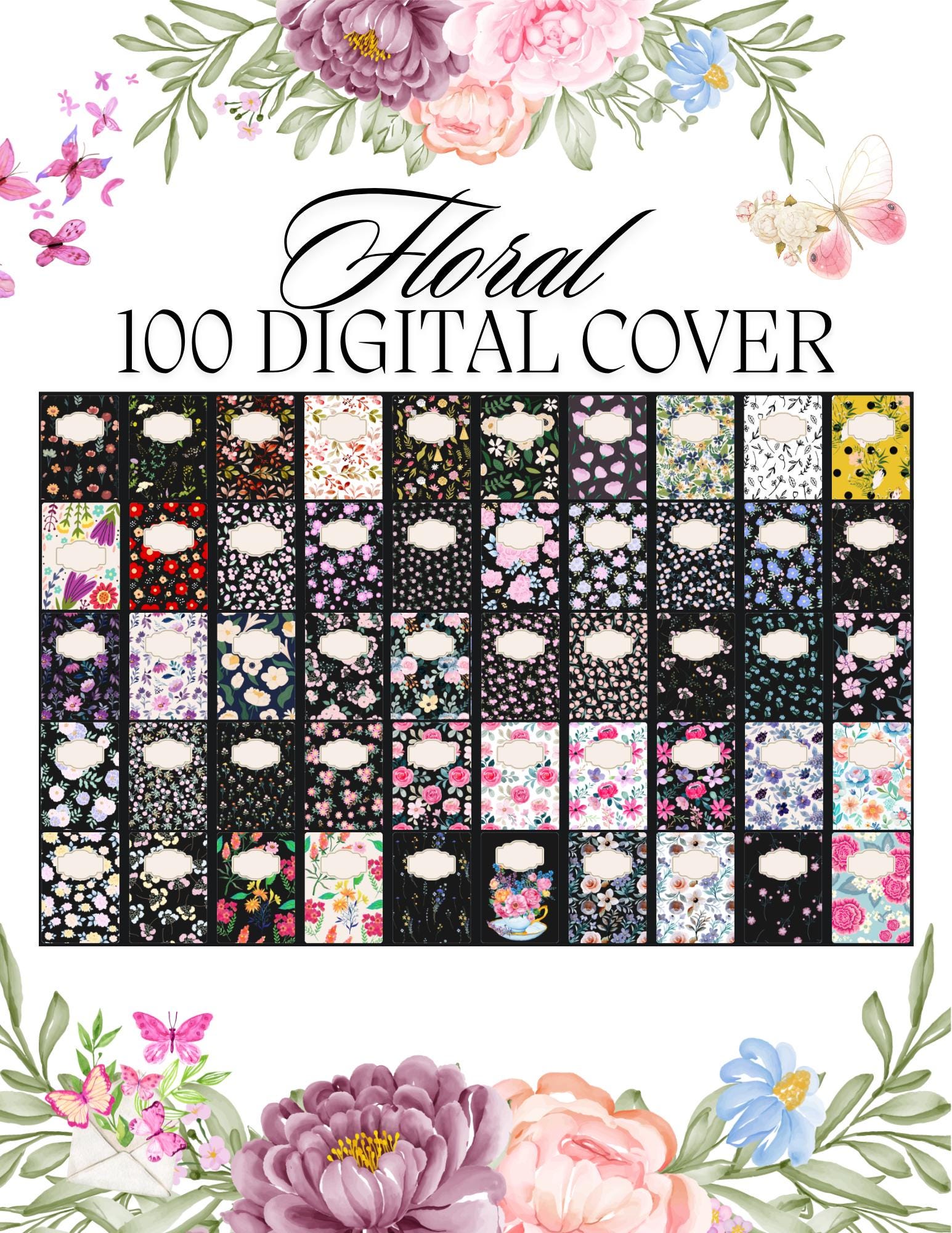 100 Floral Digital Covers Digital Notebook Covers Covers for Digital ...