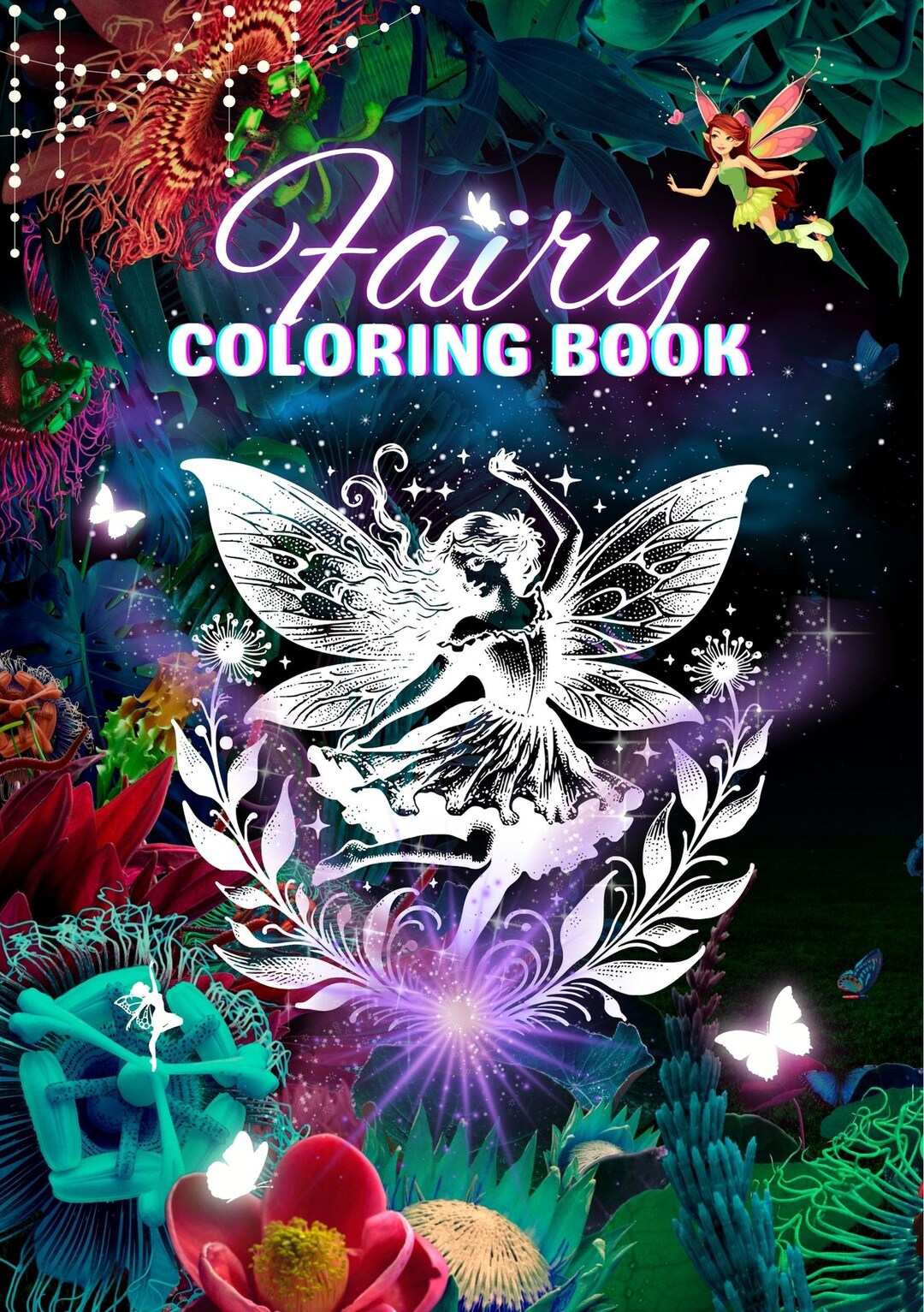 16 Pages Flower Fairy Coloring Pages Fantasy Fairy Coloring Book ...
